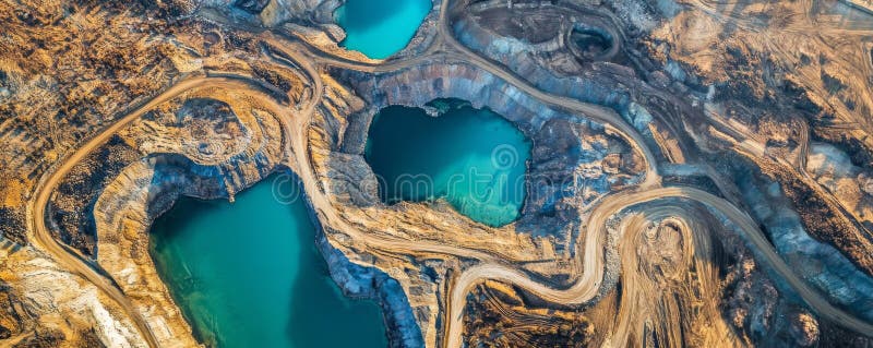 Aerial View of Open Pit Mines with Turquoise Water, Environmental ...