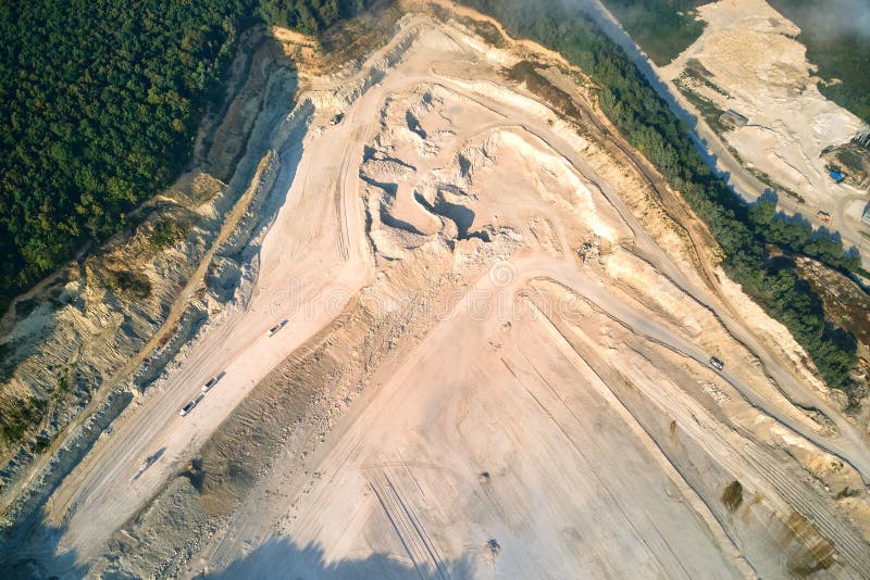 Aerial View of Open Pit Mining of Limestone Materials for Construction ...
