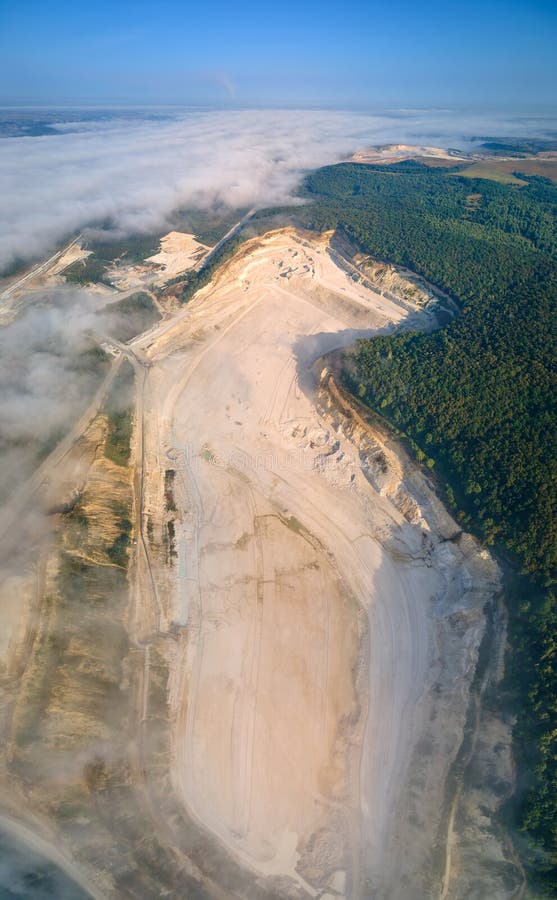 Aerial View of Open Pit Mining of Limestone Materials for Construction ...