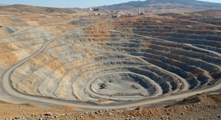 Aerial View of Open Pit Mining Operation in Arid Landscape Stock ...