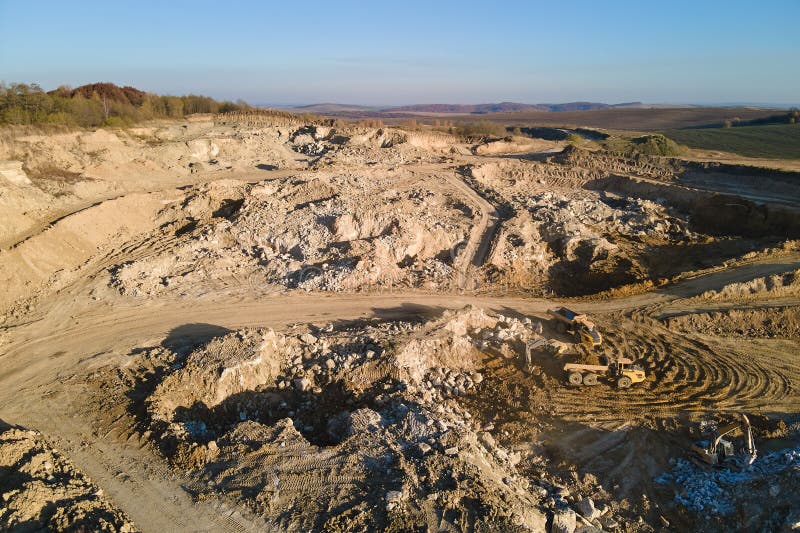 Aerial View of Open Pit Mining Site of Limestone Materials for ...