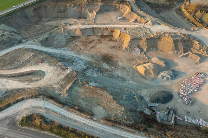 Aerial View of Open Pit Mining Site of Limestone Materials for ...