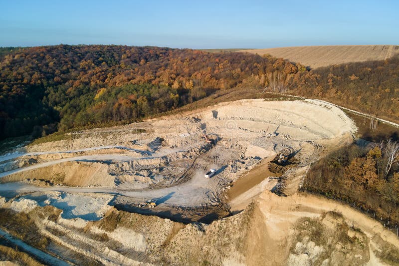 Aerial View of Open Pit Mining Site of Limestone Materials for ...