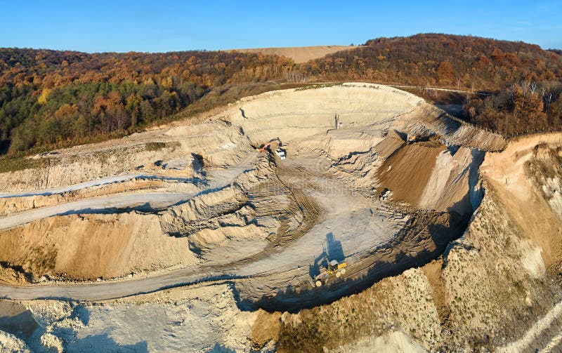 Aerial View of Open Pit Mining Site of Limestone Materials for ...