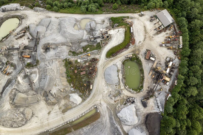 Aerial View of Open Pit Mining Site of Limestone Materials Extraction ...