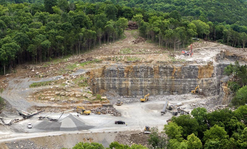 Aerial View of Open Pit Mining Site of Limestone Materials Extraction ...