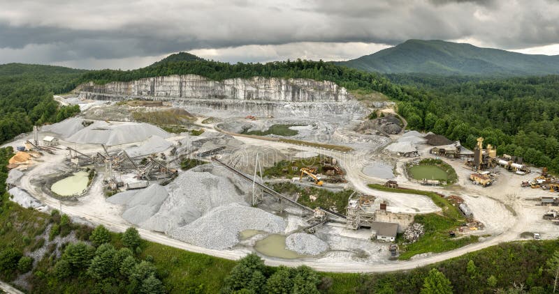 Aerial View of Open Pit Mining Site of Limestone Materials Extraction ...