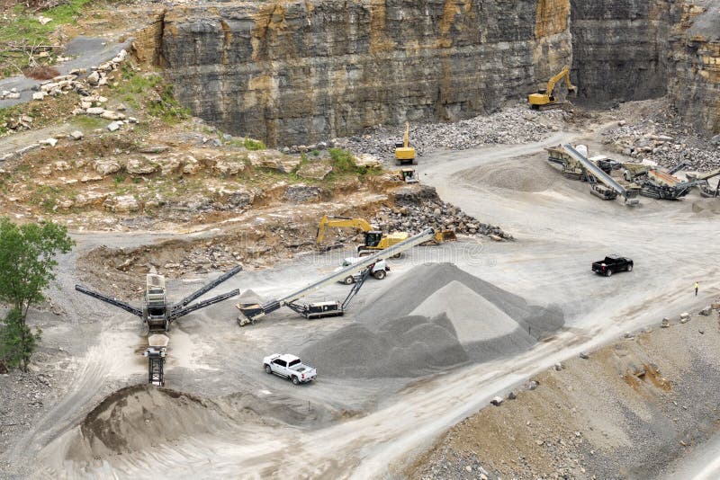 Aerial View of Open Pit Mining Site of Limestone Materials Extraction ...