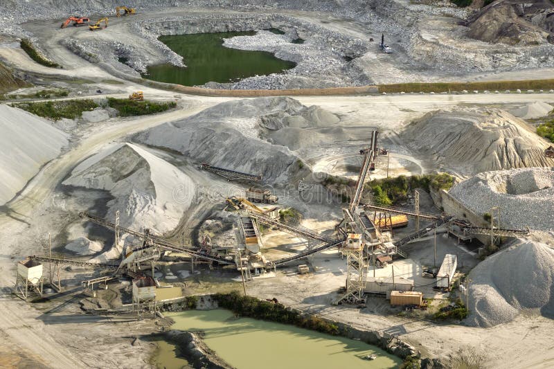 Aerial View of Open Pit Mining Site of Limestone Materials Extraction ...