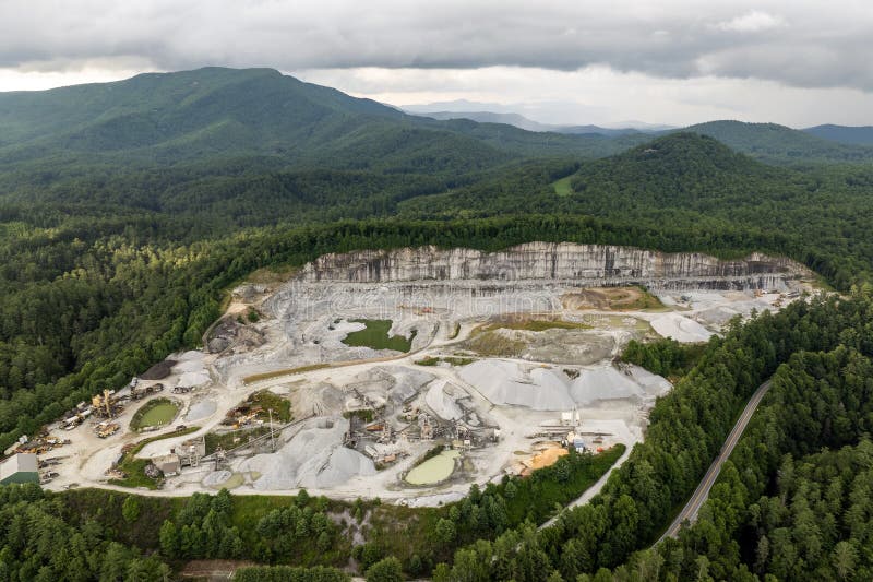 Aerial View of Open Pit Mining Site of Limestone Materials Extraction ...
