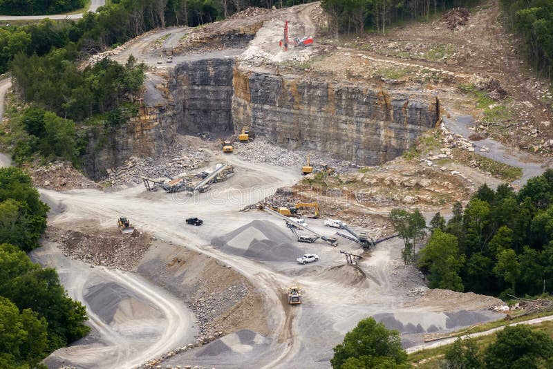 Aerial View of Open Pit Mining Site of Limestone Materials Extraction ...