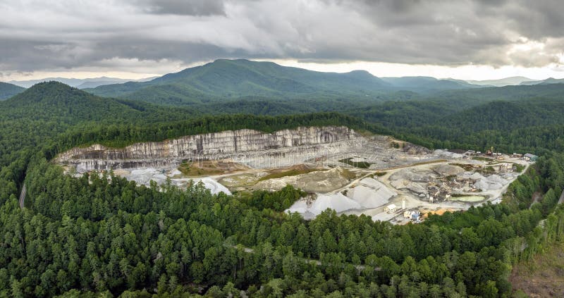 Aerial View of Open Pit Mining Site of Limestone Materials Extraction ...
