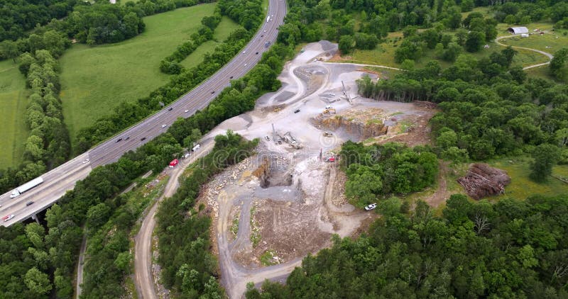 Aerial View of Open Pit Mining Site of Limestone Materials Extraction ...