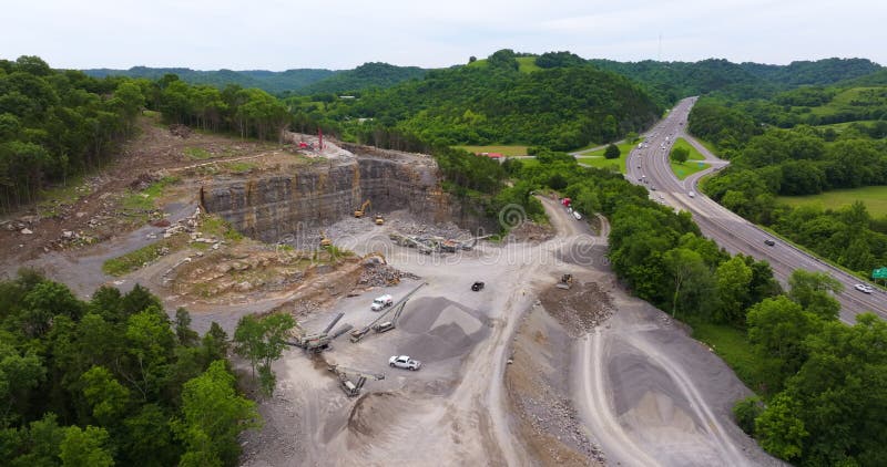 Aerial View of Open Pit Mining Site of Limestone Materials Extraction ...