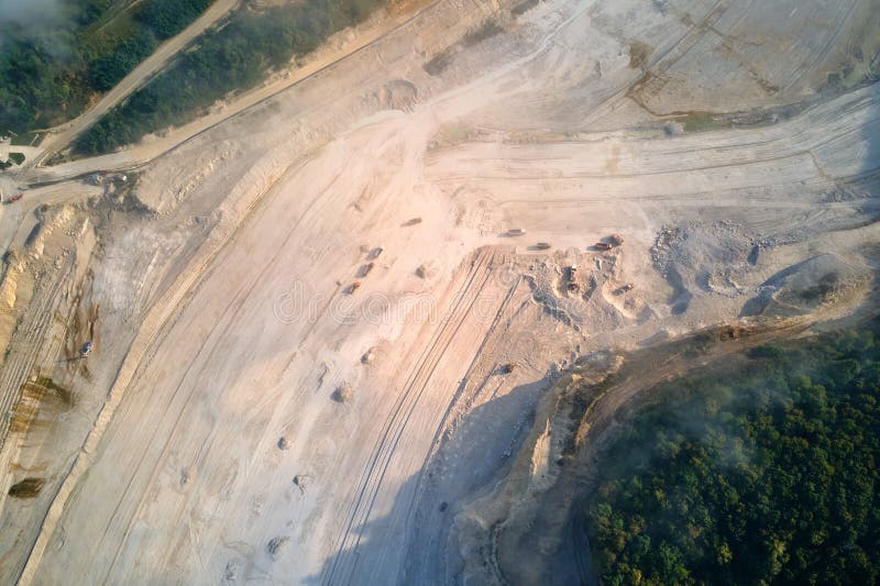 Aerial View of Open Pit Mining Site of Limestone Materials Extraction ...