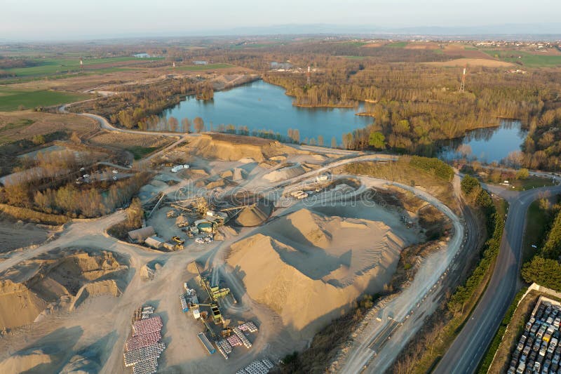 Aerial View of Open Pit Mining Site of Limestone Materials Extraction ...