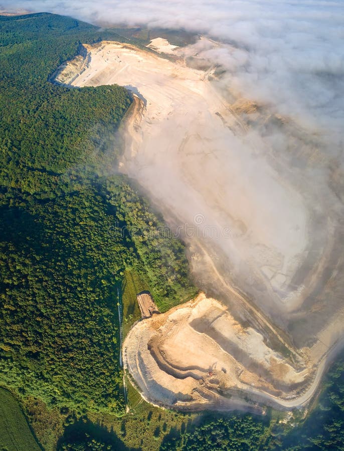 Aerial View of Open Pit Mining Site of Limestone Materials Extraction ...