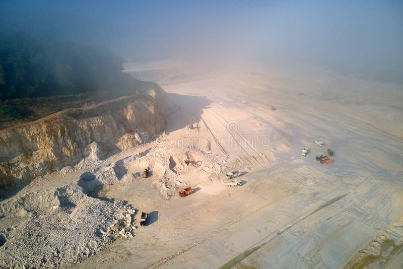 Aerial View of Open Pit Mining Site of Limestone Materials Extraction ...