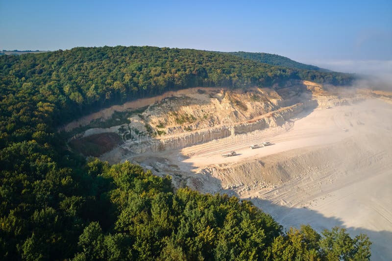 Aerial View of Open Pit Mining Site of Limestone Materials Extraction ...