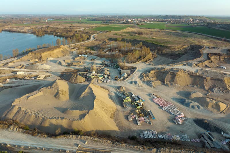 Aerial View of Open Pit Mining Site of Limestone Materials Extraction ...