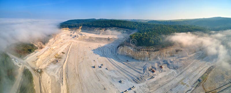 Aerial View of Open Pit Mining Site of Limestone Materials Extraction ...
