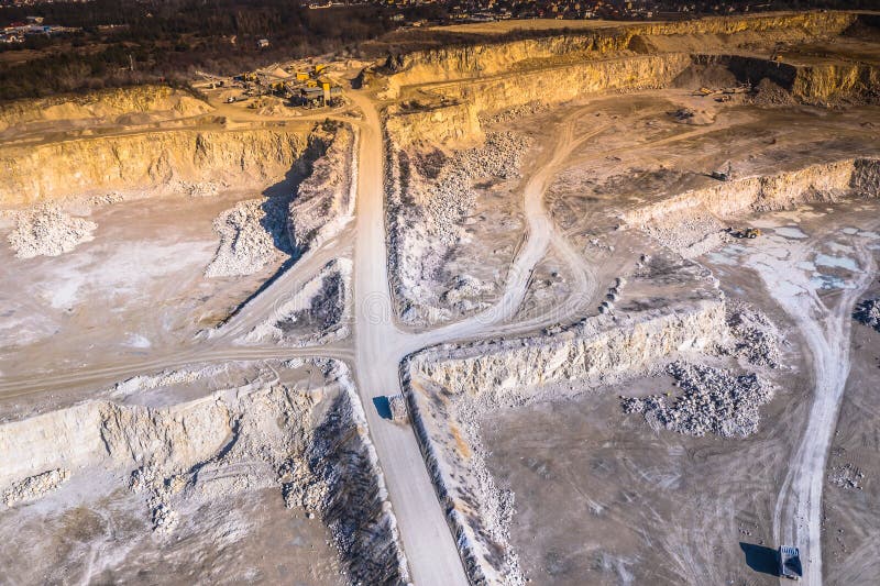 Aerial View of Opencast Mining Quarry. Industrial Place View from Above ...