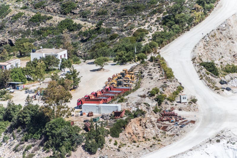 Aerial View of Opencast Mining Quarry with Lots of Machinery at Work ...