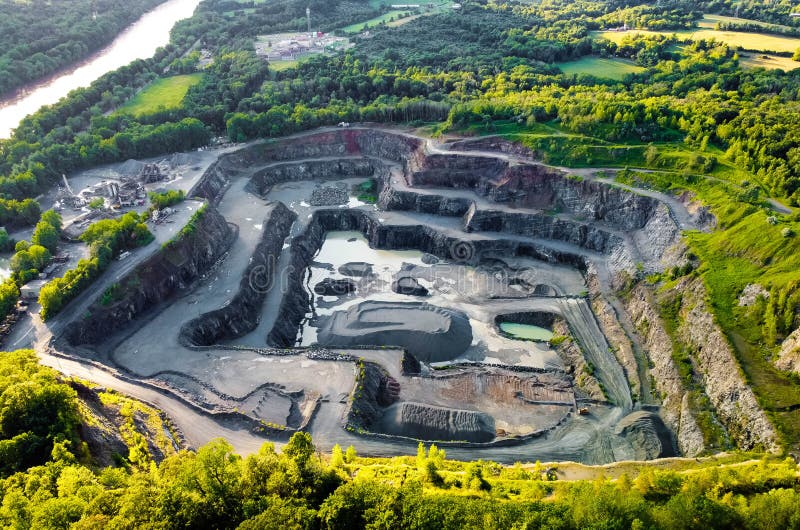 Aerial View of Opencast Mining Quarry in the Middle of the Forest Stock ...