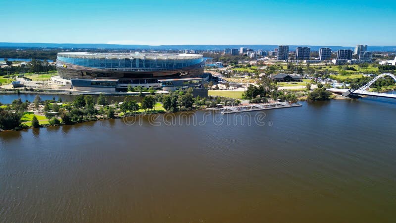 Aerial View of Optus Stadium and Swan River in Perth Editorial Stock ...