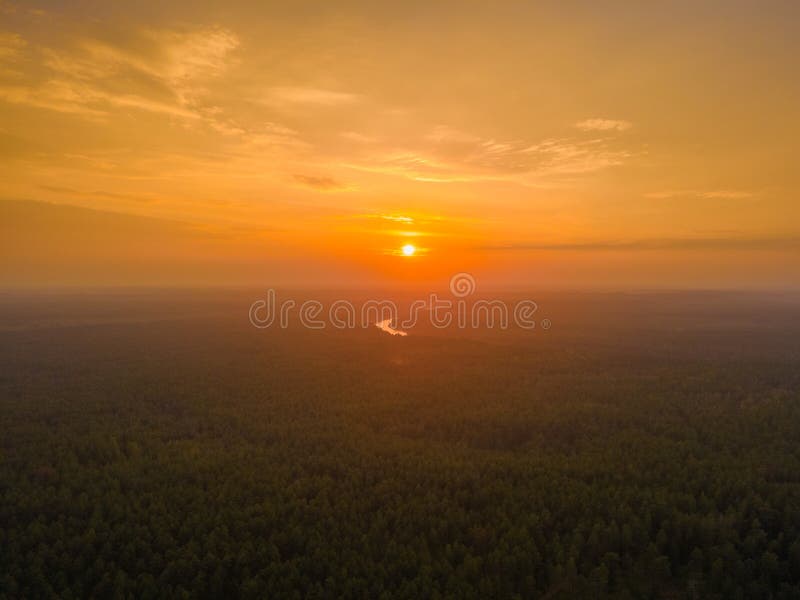 Aerial View of an Orange Sunset Over the Forest Stock Image - Image of ... Aerial View of an Orange Sunset Over the Forest Stock Image - Image of ...