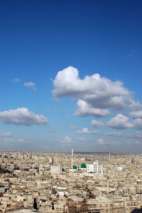 Aerial View Over Aleppo, Syria Stock Image - Image of roofs, mosque ...