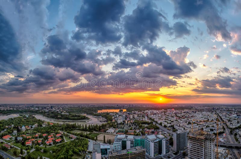 Bucharest panoramic view editorial photography. Image of landmark ...