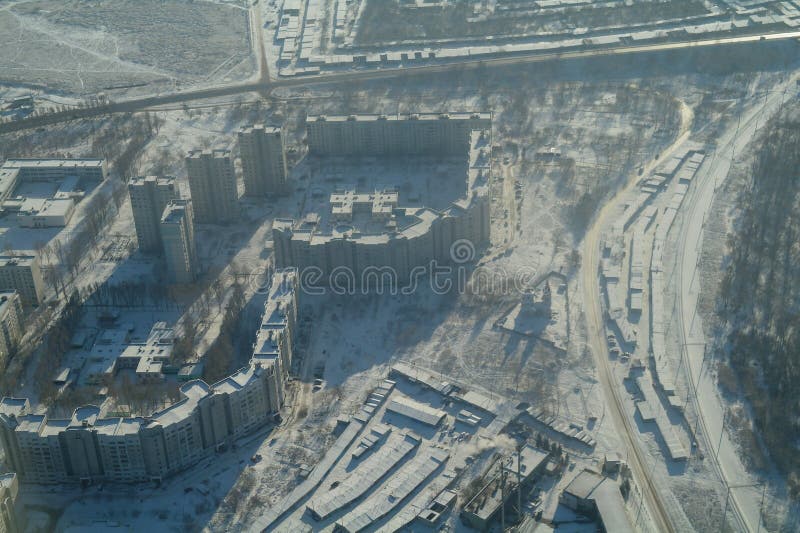 Aerial view over city stock image. Image of cold, private - 67079329