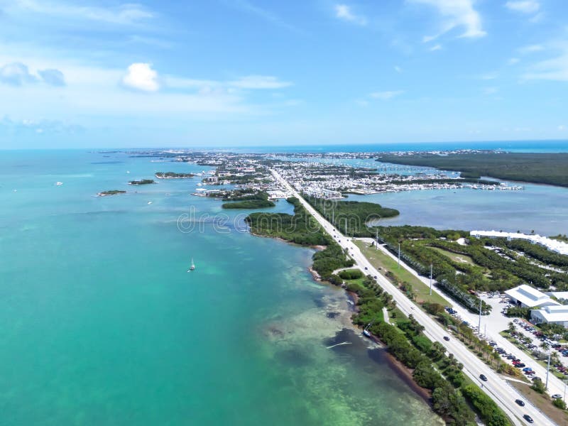 Aerial View Over the Florida Keys with Beautiful Community in View ...