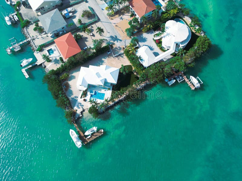 Aerial View Over the Florida Keys with Beautiful Community in View ...