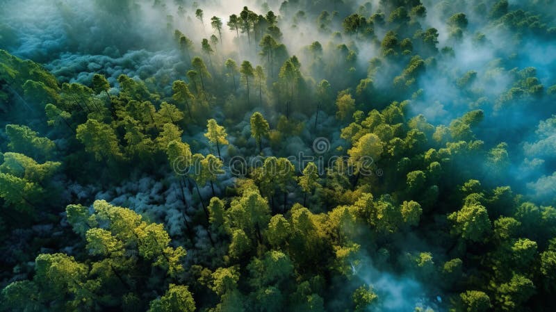 Aerial View Over Forest. Generative AI Stock Illustration ...