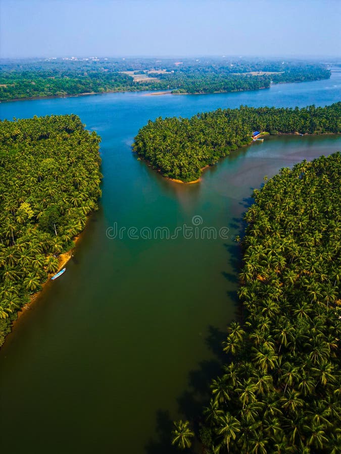 Aerial View Over Kallada River Stock Photo - Image of travel, trees ...