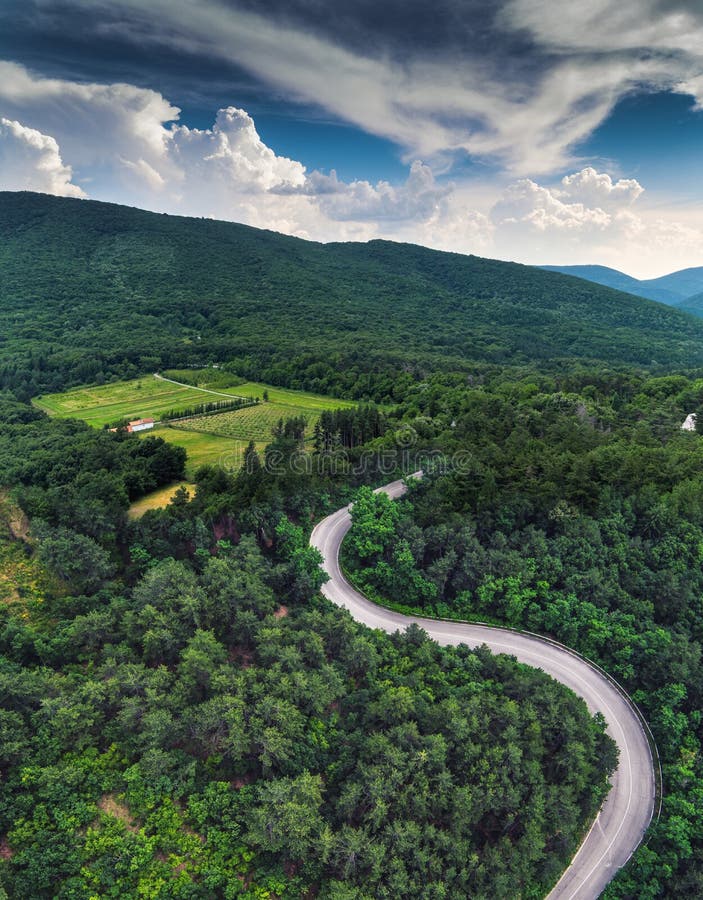 Aerial View Over Mountain Road Stock Image - Image of green, road: 73523661