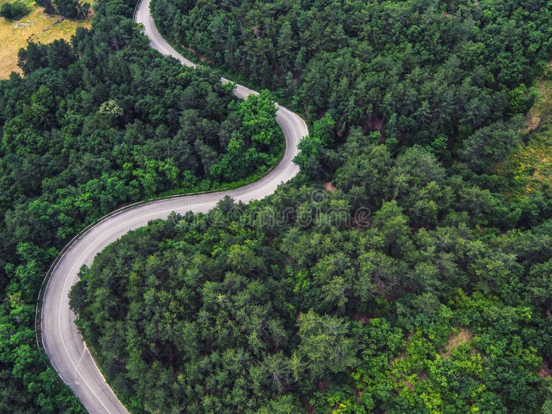 Aerial View Over Mountain Road Stock Photo - Image of aerial, nature ...