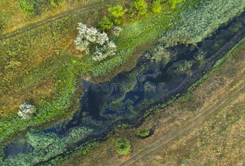 Aerial View Over the River Stream. Stock Image - Image of nature, river ...
