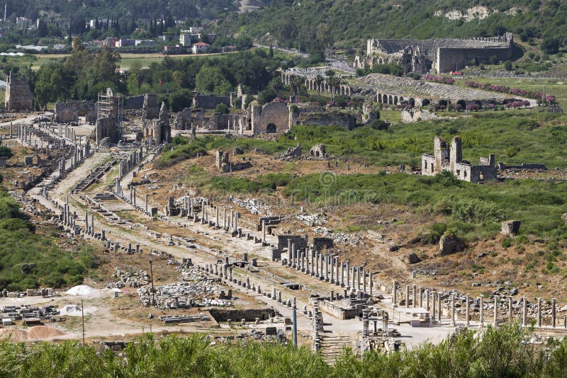 Aerial View Over the Ruins of the Roman City of Perge in Antalya ... Aerial View Over the Ruins of the Roman City of Perge in Antalya ...