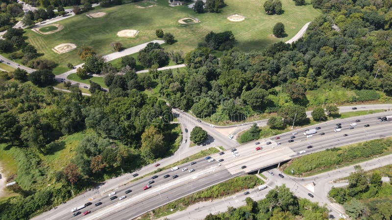 Aerial View of an Overpass Highway in Greenery Stock Photo - Image of ...