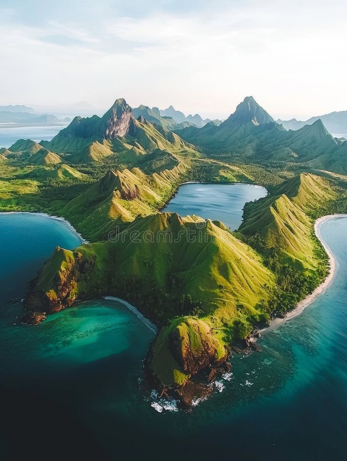 Aerial View of Padar Island in Indonesia - Ai. Stock Illustration ...