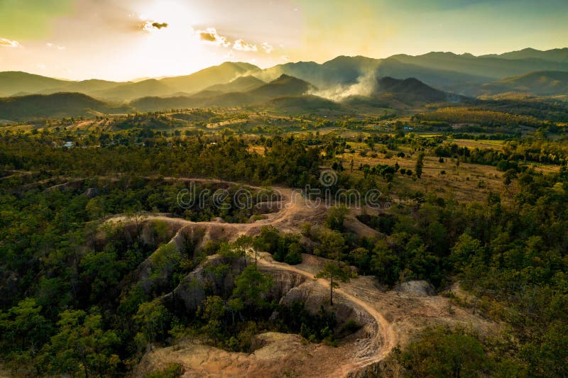 Aerial View of Pai Canyon in Thailand Stock Photo - Image of tree ...