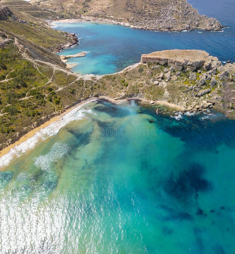 Aerial View of Paradise Bay from Drone, Malta Stock Photo - Image of ...