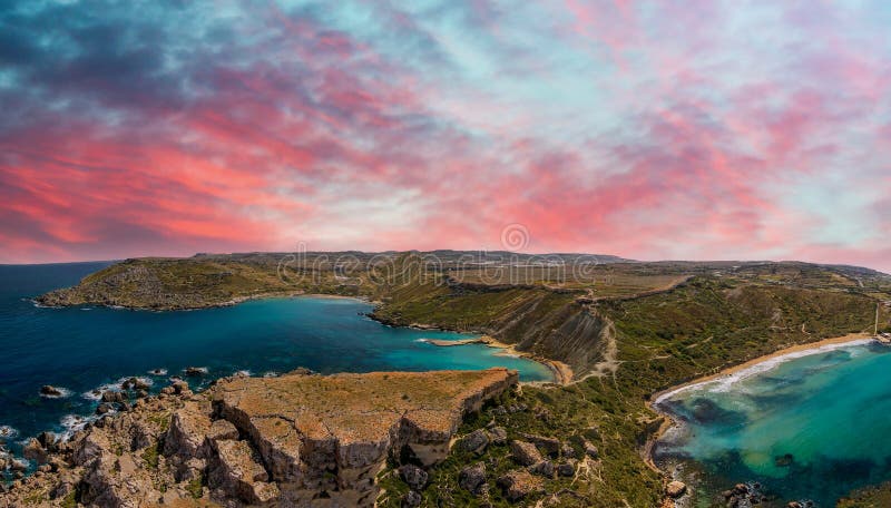 Aerial View of Paradise Bay from Drone, Malta Stock Image - Image of ...