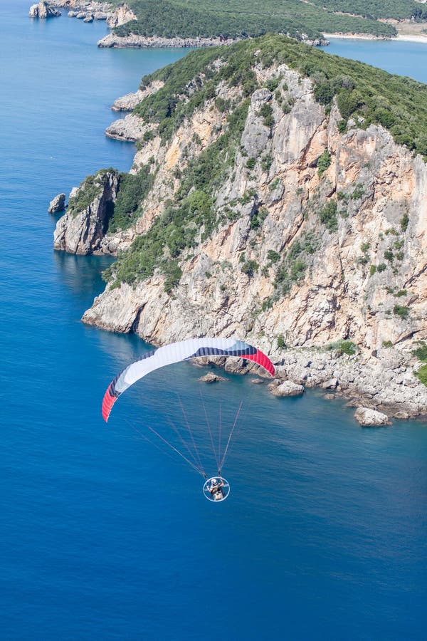 Aerial View of the Paraglider Over the Coast Line Stock Image - Image ...