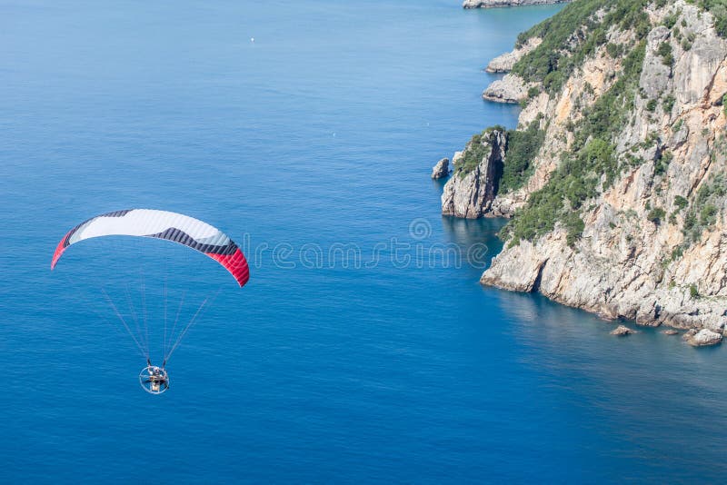 Aerial View of the Paraglider Over the Coast Line Stock Image - Image ...