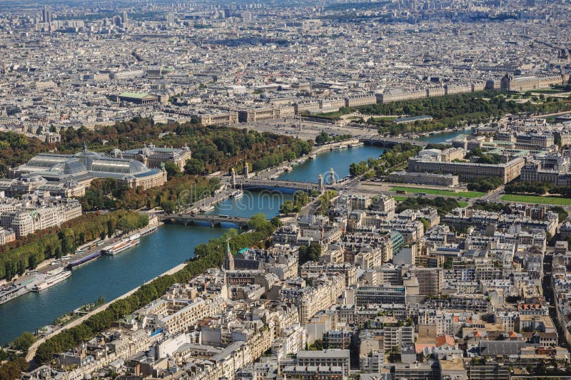 Aerial View of Paris from Eiffel Tower Stock Image - Image of high ...
