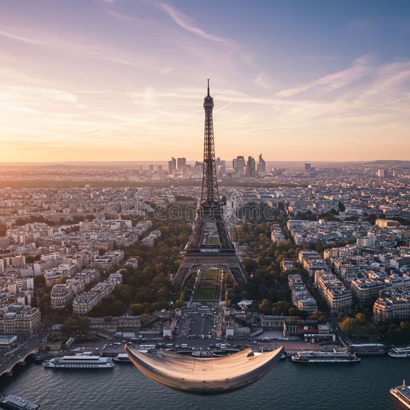 Aerial View of Paris with the Eiffel Tower Prominently in the Center ...